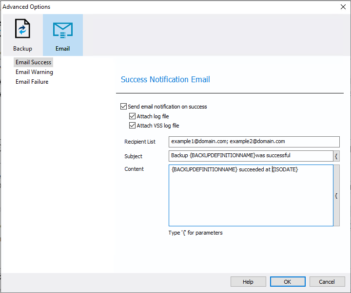 File and Folder Backup Options